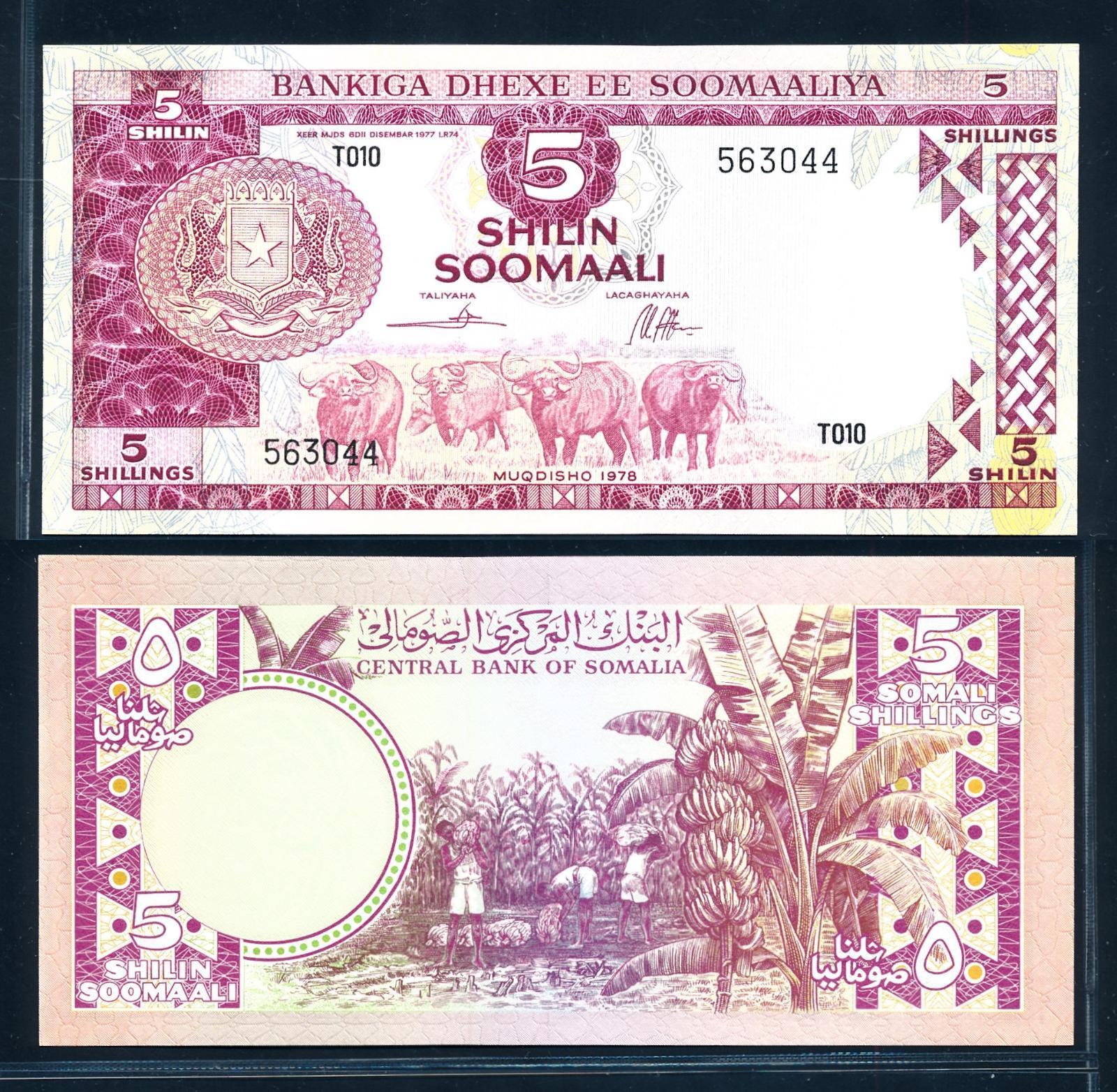 [93744] Somalia 1978 5 Shillings Bank Note Prefix T010 UNC P21 | eBay