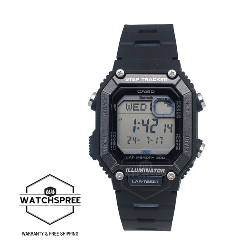 Casio Bluetooth® Step Tracker Dual Time Resin Black Band Watch WS-B1000 ...