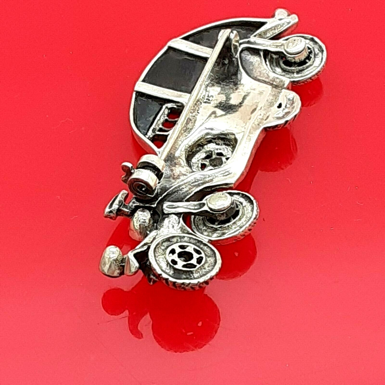 Vintage Sterling Silver 925 Black Onyx Marcasite Car Brooch Movable ...