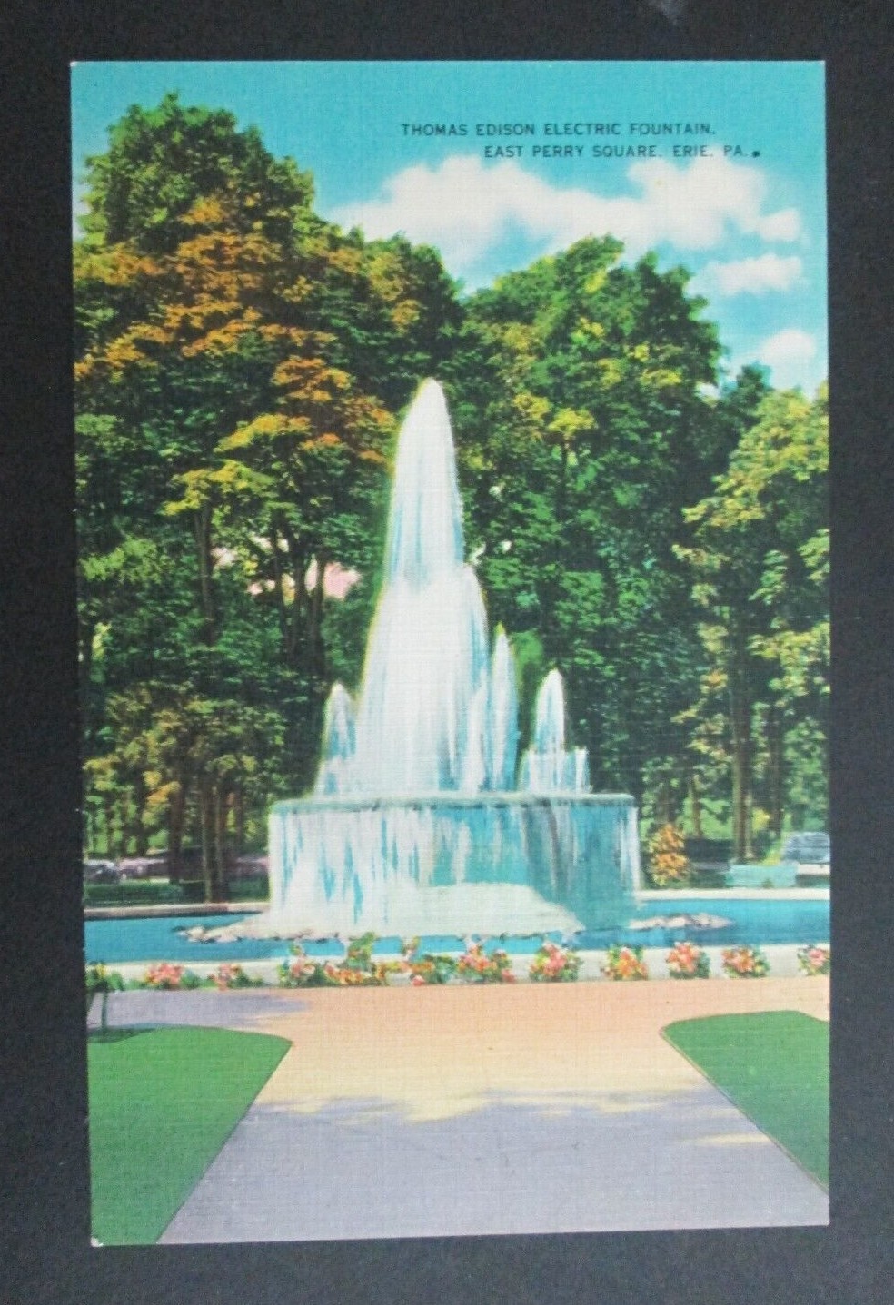 Thomas Edison Electric Fountain Perry Square Erie PA Unposted Linen ...