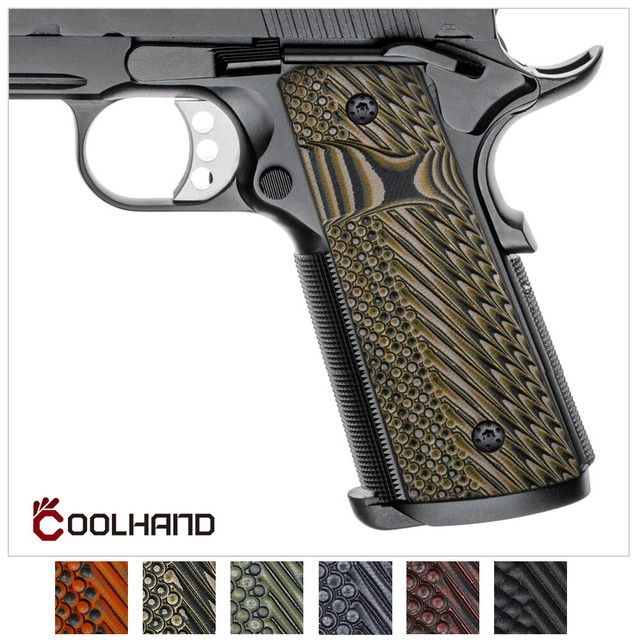 1911 Full Size Magwell Slim G10 Grips Big Scoop Ambi Cut OD Green H1sm ...