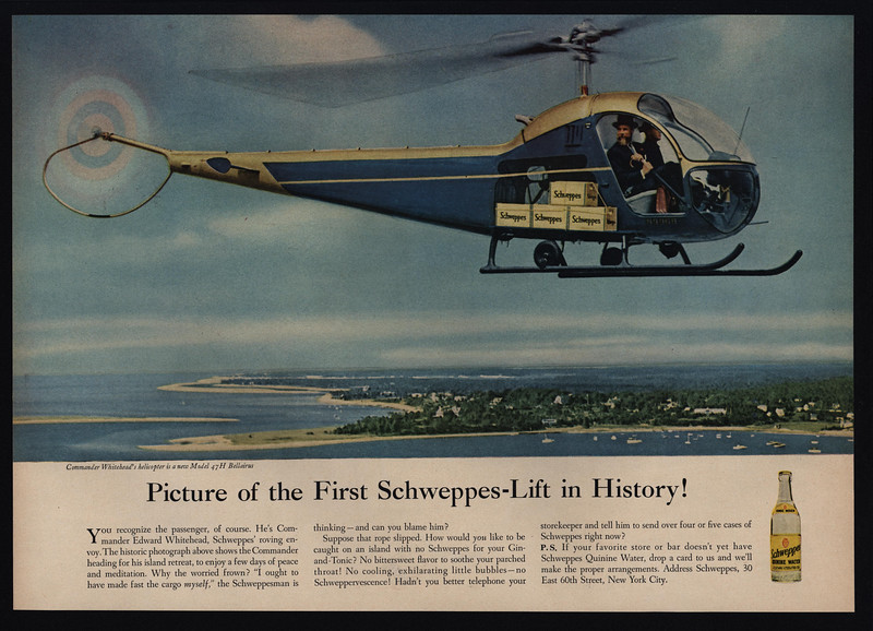 1956 Commander Whitehead Model 47H Helicopter - SCHWEPPES - VINTAGE AD ...