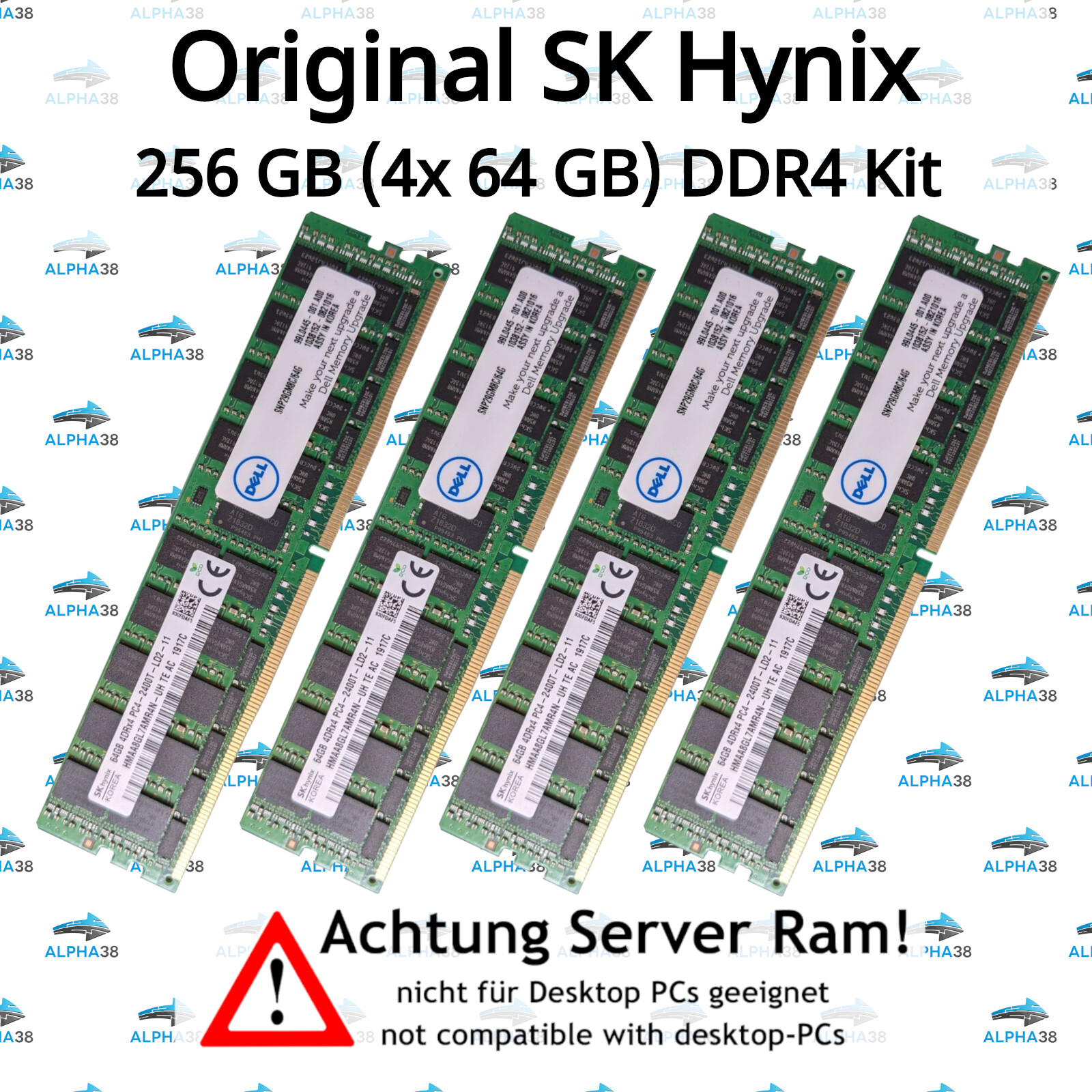 256 GB (4x 64 GB) Lrdimm ECC DDR4-2400 Fujitsu Celsius R940 & Potenza ...