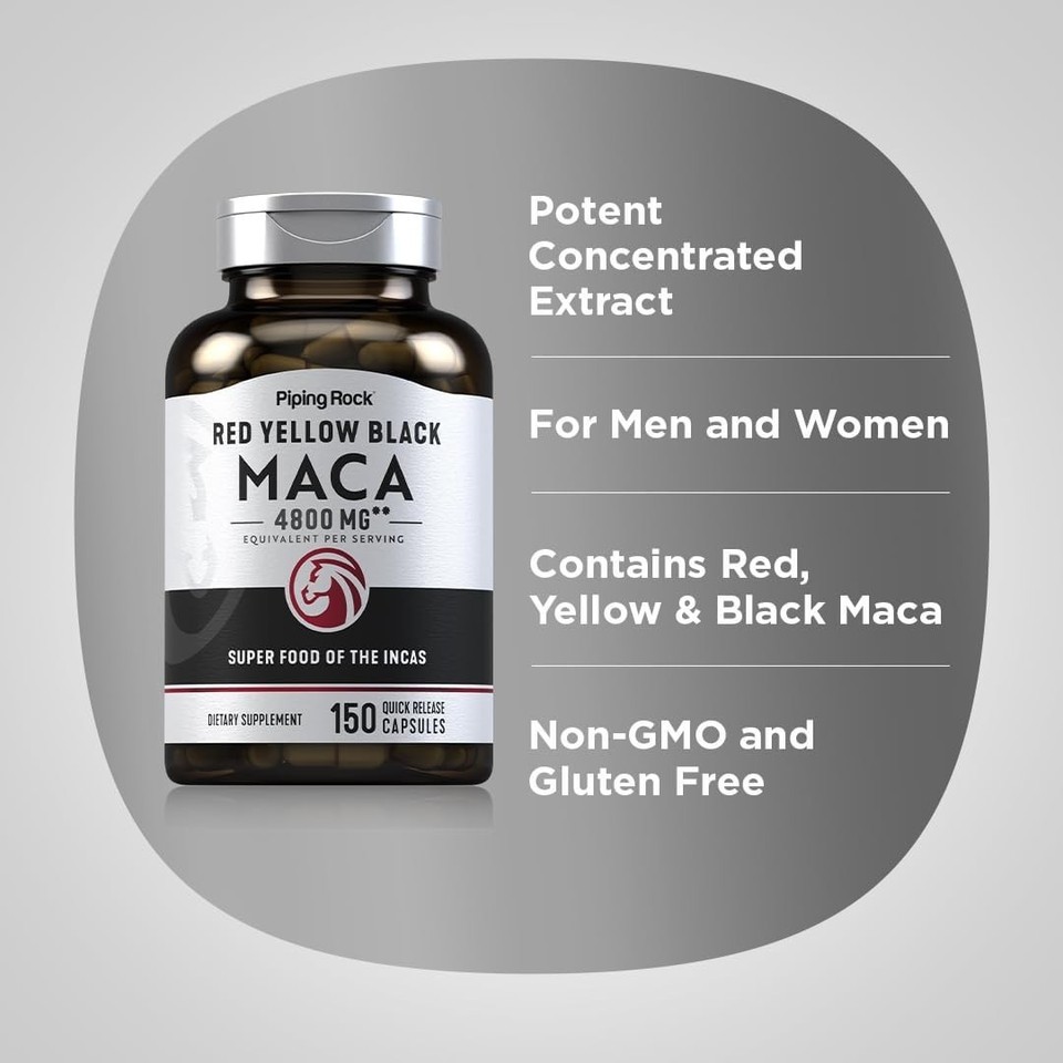 Maca Root Capsules 4800 mg | 150 Pills Peruvian Maca Extract for Men ...
