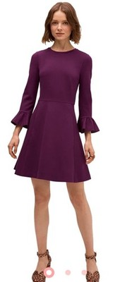 NWT Kate Spade Broome Street Ponte 3/4 Bell Sleeve Dress Deep Cherry Sz ...