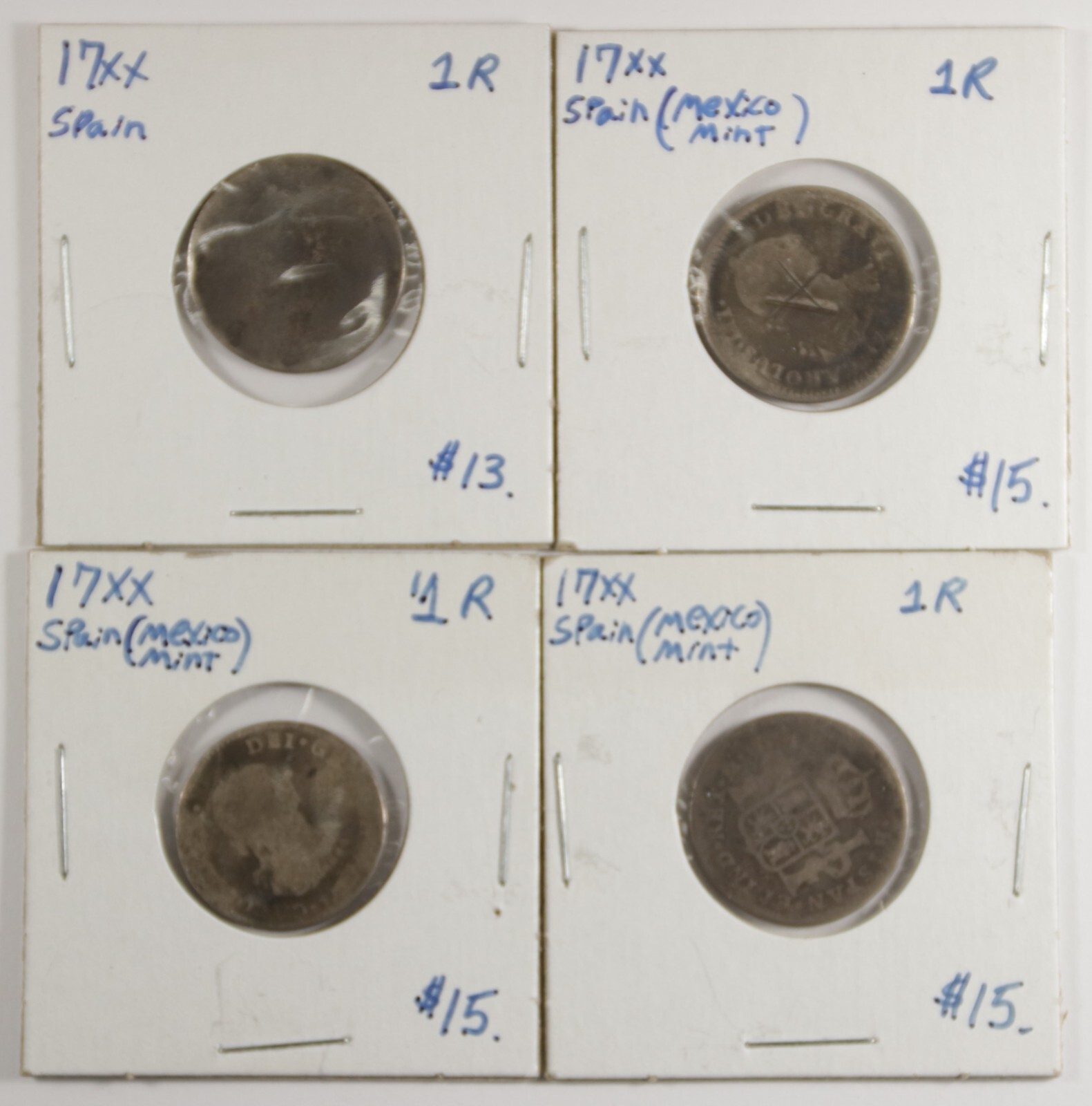 1700'S Spain One Reales Lot Of 4 Silver Coins | eBay