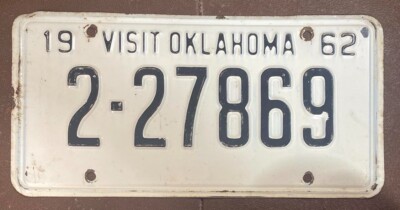 Oklahoma 1962 TULSA COUNTY License Plate # 2-27869 | eBay