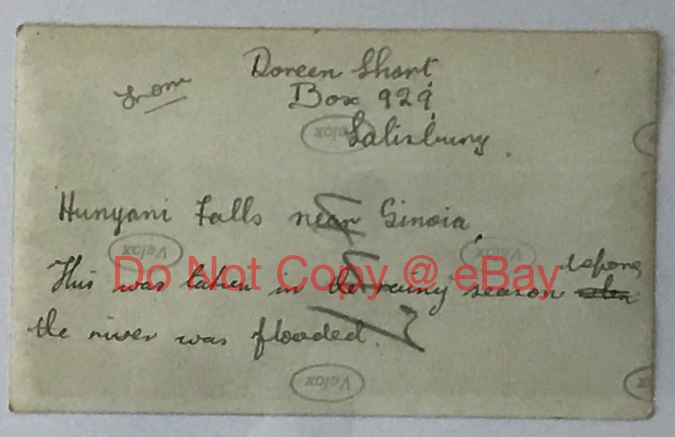 HUNYANI FALLS Velox Paper AFRICA SOUTH RHODESIA 2.5x 4.25" Zimbabwe ...