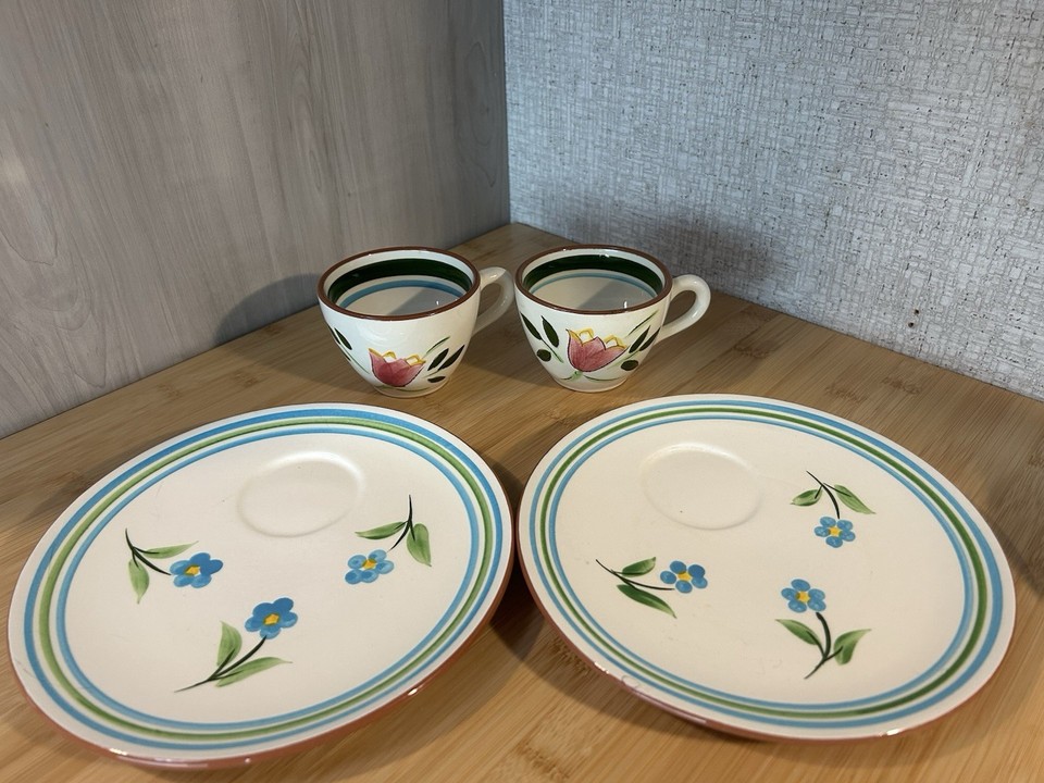 2x Stangl #3943 COUNTRY GARDEN Snack Set 8” PICNIC PLATE W/ CUP ...