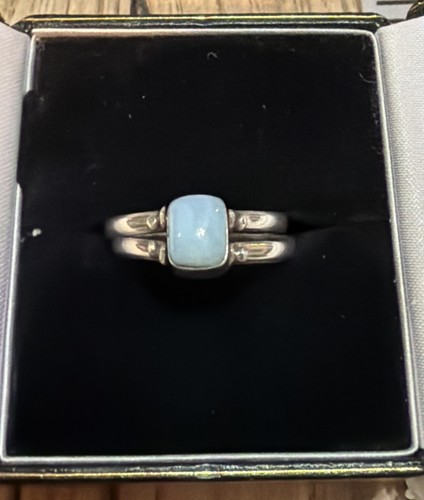 VTG Artisan Larimar Reversible Flip Amber Sterling Silver Ring Sz 9 ...