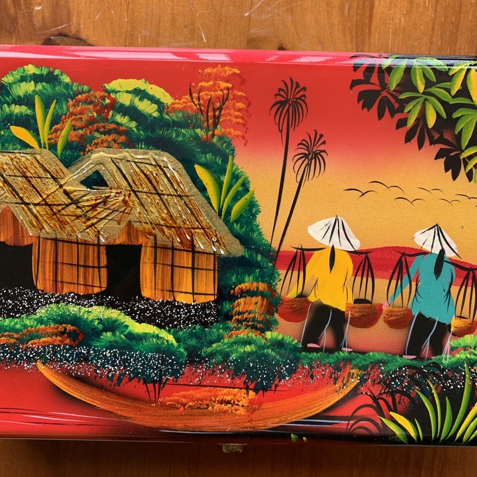 Jewellery Box Lacquered Oriental Design Vintage | eBay