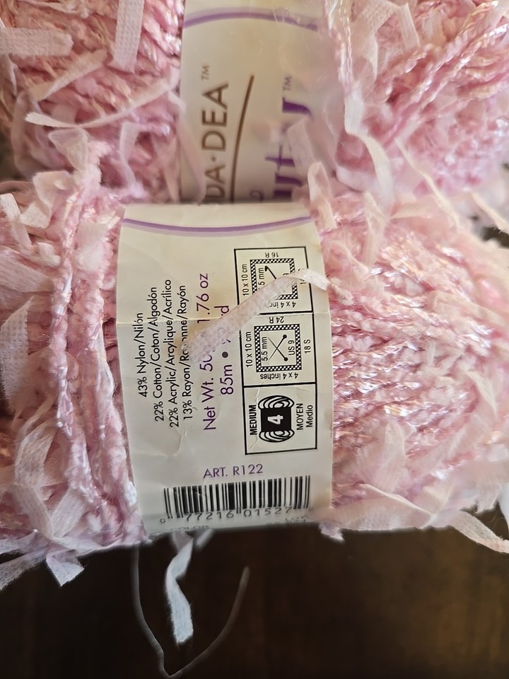 Moda Dea Tutu cotton blend fashion yarn, Petal Pink, lot of 2 (92 yds ...