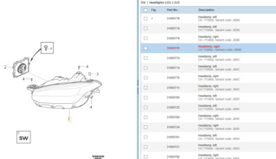 Genuine Volvo XC90 Right Passenger Front LED Headlight Lamp Assembly ...