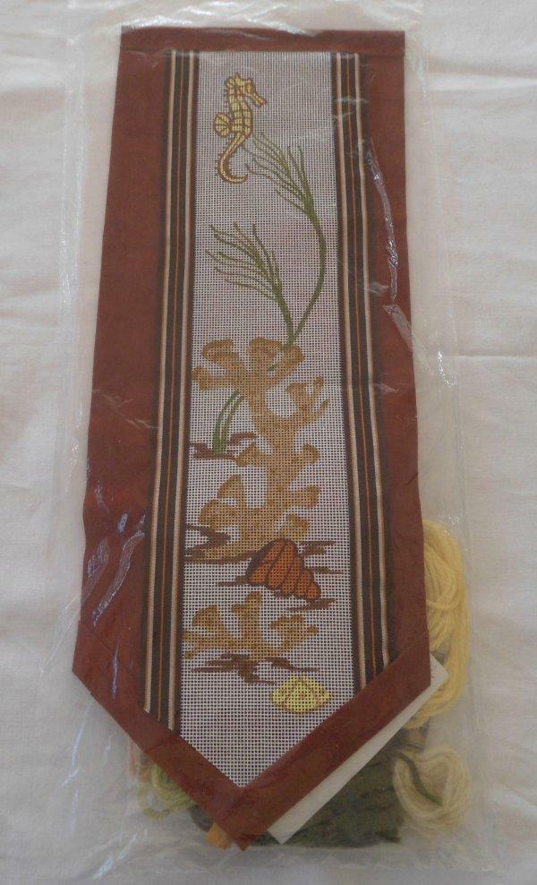 Vintage Crewel Embroidery Bell Pull Kit Seashells Seahorse Needlepoint ...
