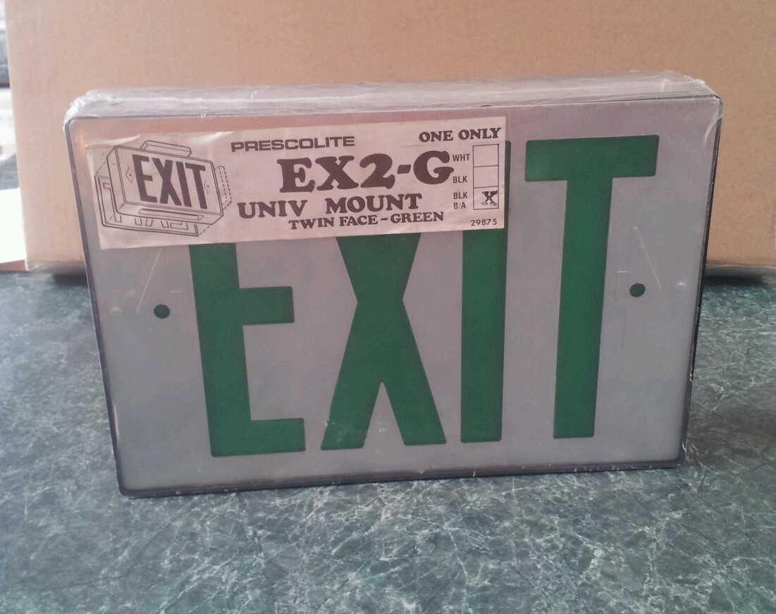 PRESCOLITE NOS Exit Sign EX2-G - Twin Face - Universal Mount - Man Cave ...
