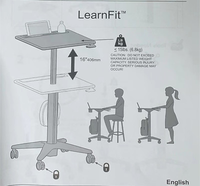 Ergotron LearnFit Mobile Standing Desk w Adjustable Height 29-45 inches ...