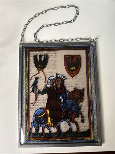 VTG Leaded Glass Werner Von Teufen Woman falconer Ingo F. Walter ...