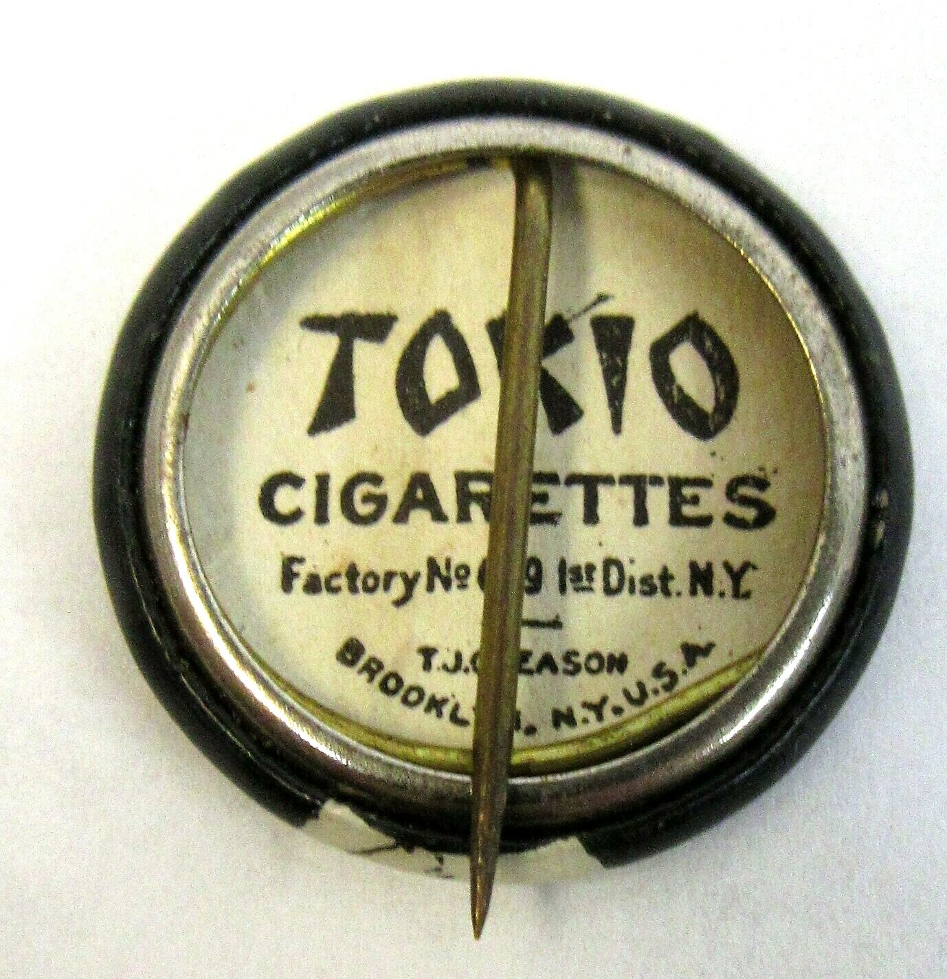 circa 1910 Tad YES I'M HOLDING MY OWN Tokio Cigarettes pinback button ...