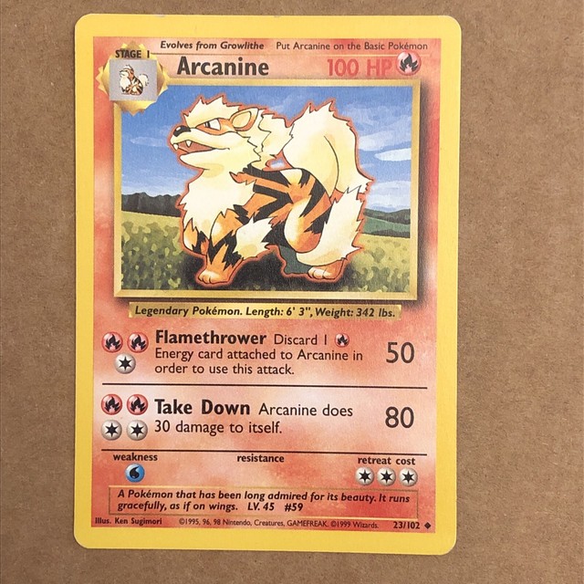 Pokémon TCG Arcanine Base Set 23/102 Regular 1st Edition Uncommon for ...