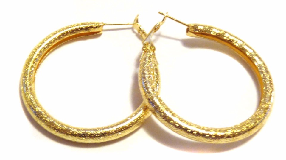 ROUND GOLD OR SILVER TONE HOOP EARRINGS 2 INCH HOOP EARRINGS CIRCLE ...