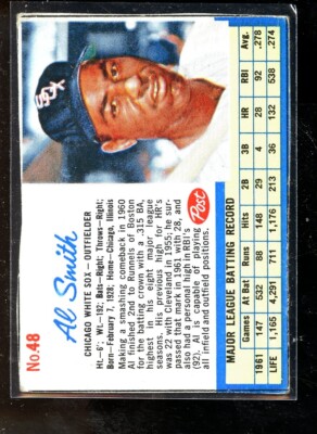 1962 POST #48 AL SMITH WHITE SOX VGEX A03959 | eBay