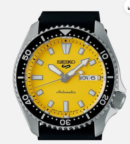 Seiko 5 Five Sports SRPL87 SKX Automatic Watch 100m Yellow Dial Made in ...
