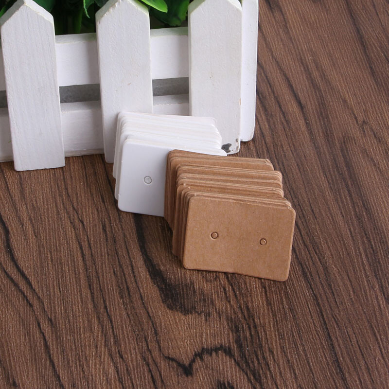 100Pcs Small Blank Kraft Paper Ear Studs Earring Display Cards Label | eBay