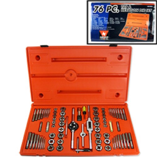 76 Pc Steel Metal SAE+Metric MM Bolt Nut Tap And Die Threading Tool ...
