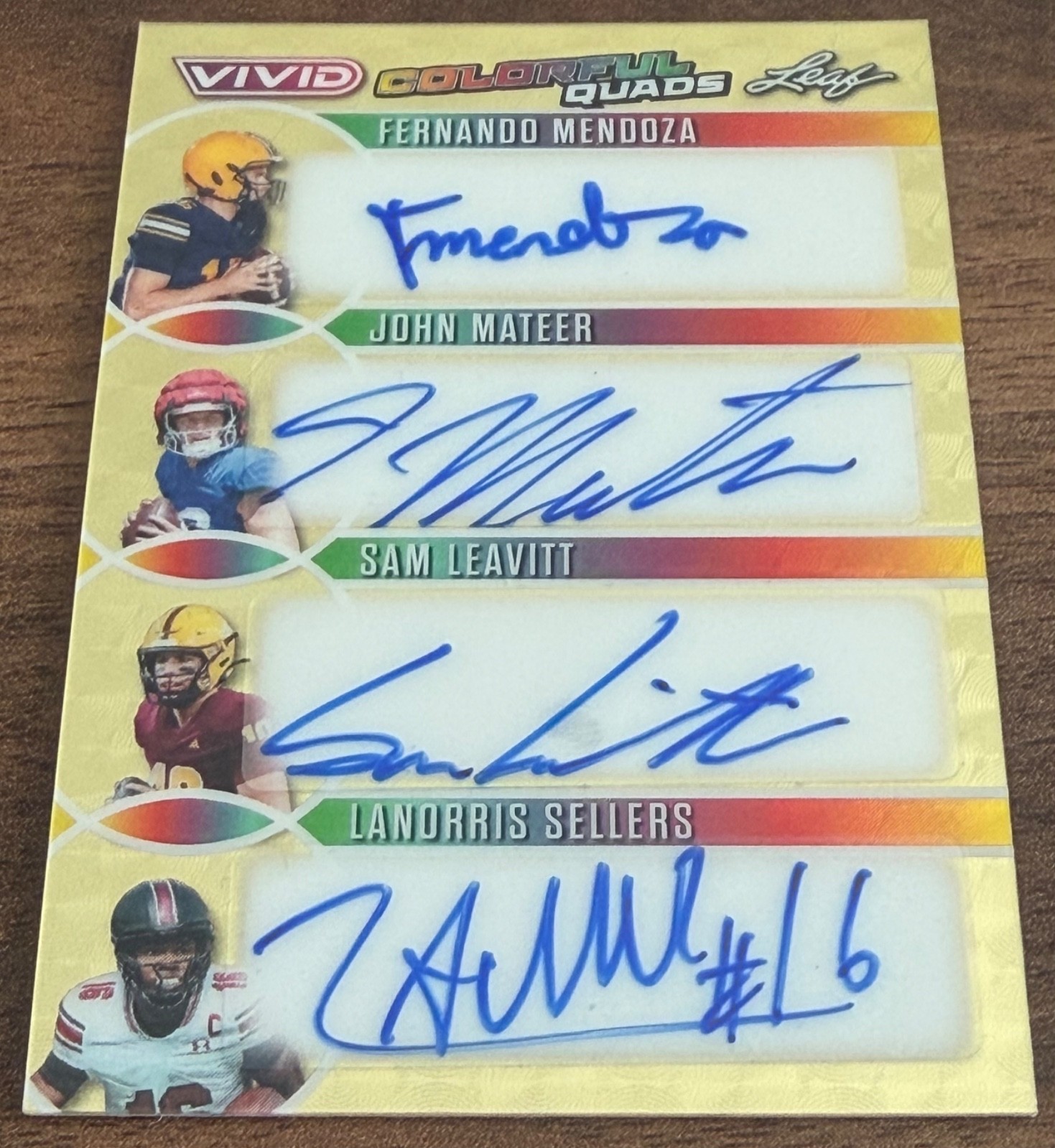 2025 Leaf Vivid Fernando Mendoza Quad Gold Vinyl SuperFractor Auto 1/1 ...