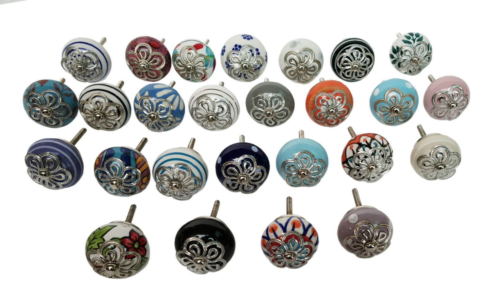 Multi Color Ceramic Drawer Door Knobs Lot 26 Unique Cabinet Assorted Pull Knobs | eBay