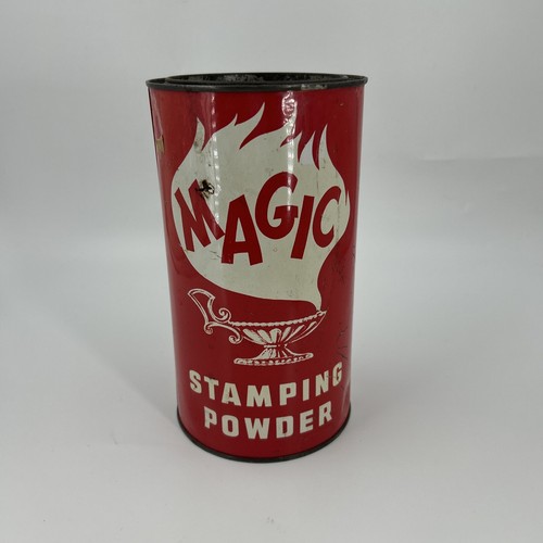 Vintage Magic Stamping Powder Tin Red 8X4 Perforated Pattern Co | eBay