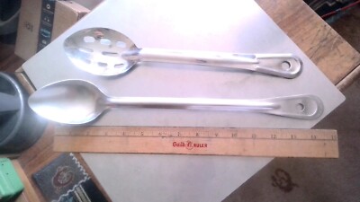 2 Stainless Steel Serving Spoon 15" Stern Co DC + Polar Sheboygan WI ...
