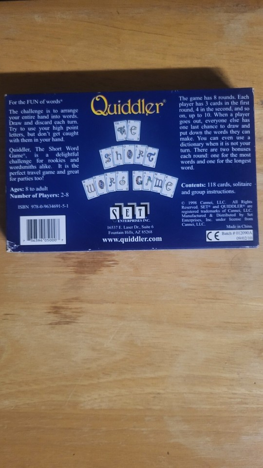 Quiddler Short Word Fun Family Card Game Educational New Opened | eBay