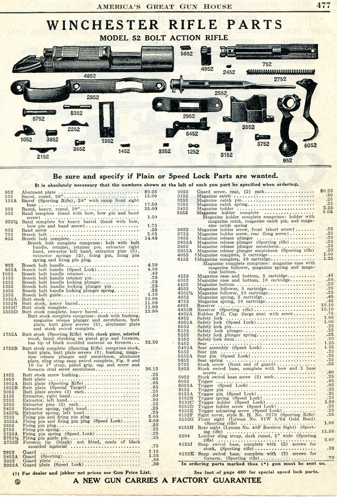 1939 Print Ad of Winchester Model 52 Bolt Action Rifle Parts List | eBay