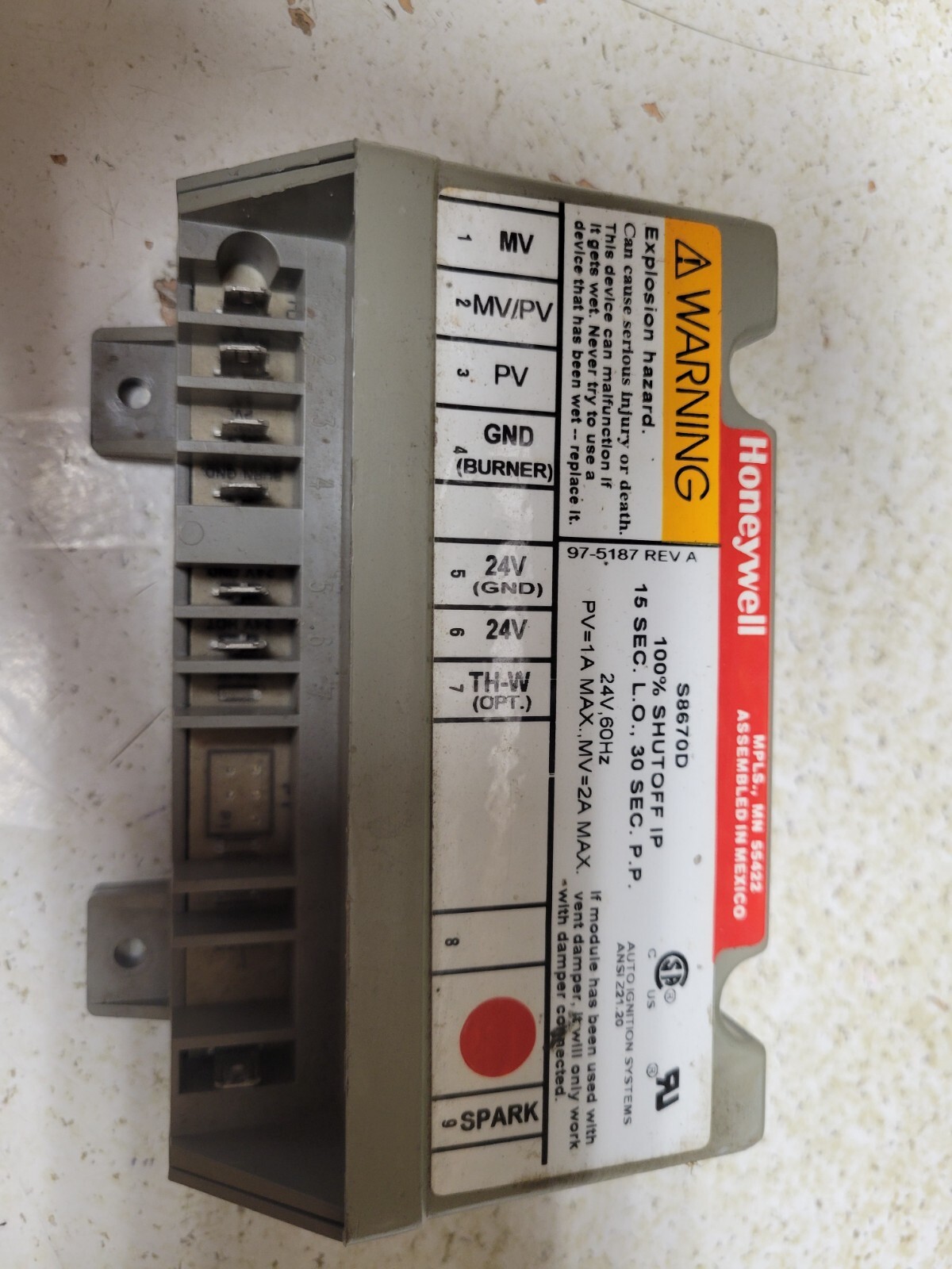 Honeywell S8670D Ignition Module Furnace Pilot Control Board USED | eBay