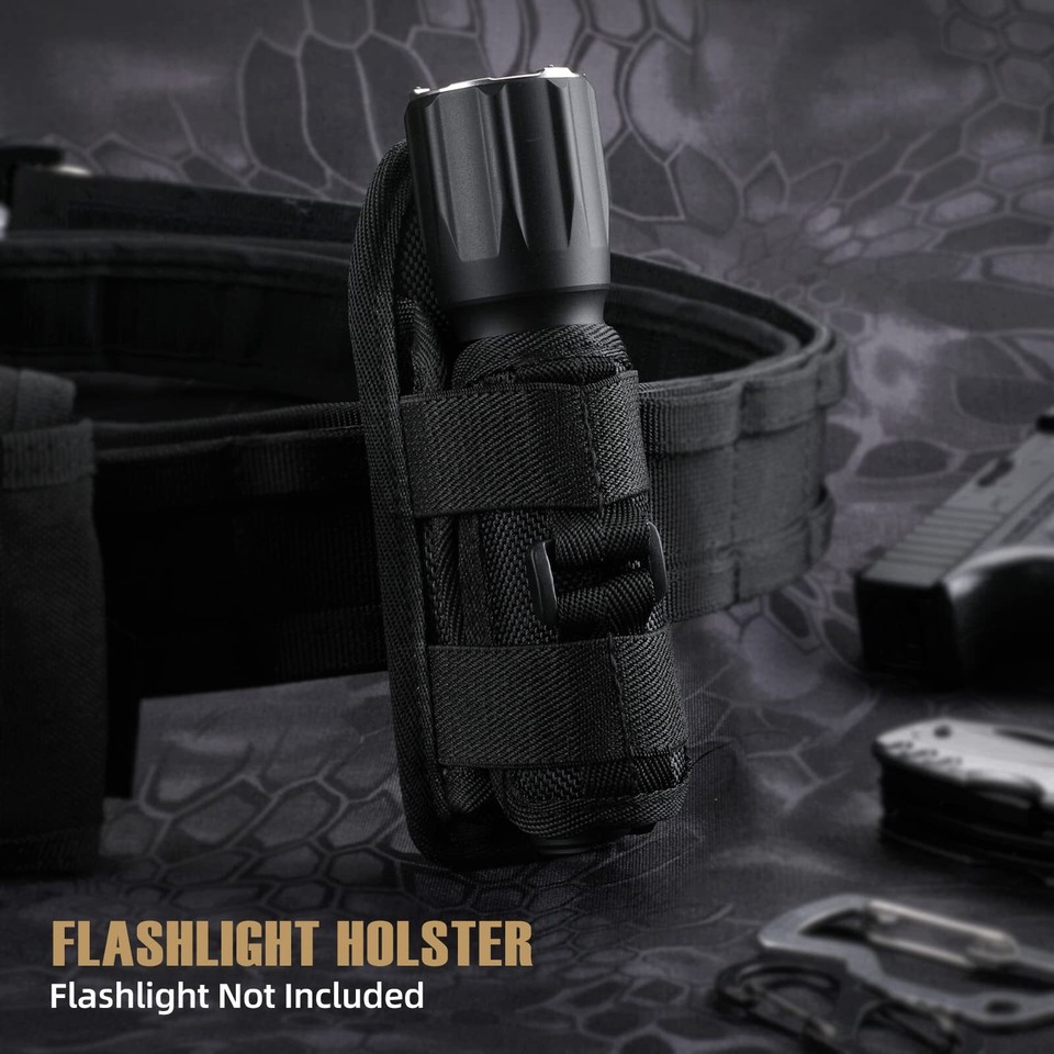Tactical Flashlight Pouch Holster, Rotatable Flashlight Holder Belt ...