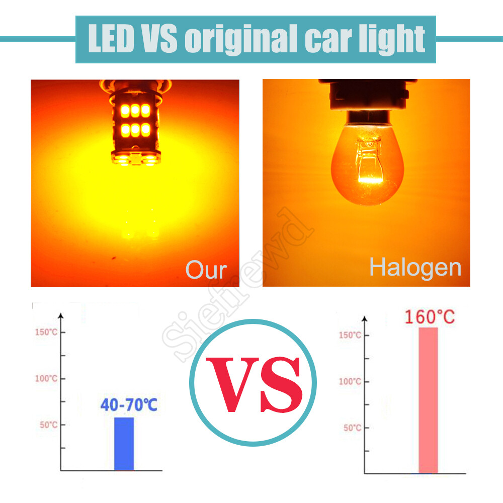 2Pcs 6 Volt LED Car Bulbs 1156 BA15S Amber Orange Indicator Turn Signal ...