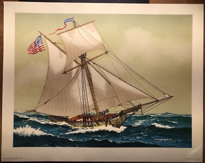 Topsail Sloop Fox Sailing Ship John Ohara Cosgrave 1956 Lithograph ...