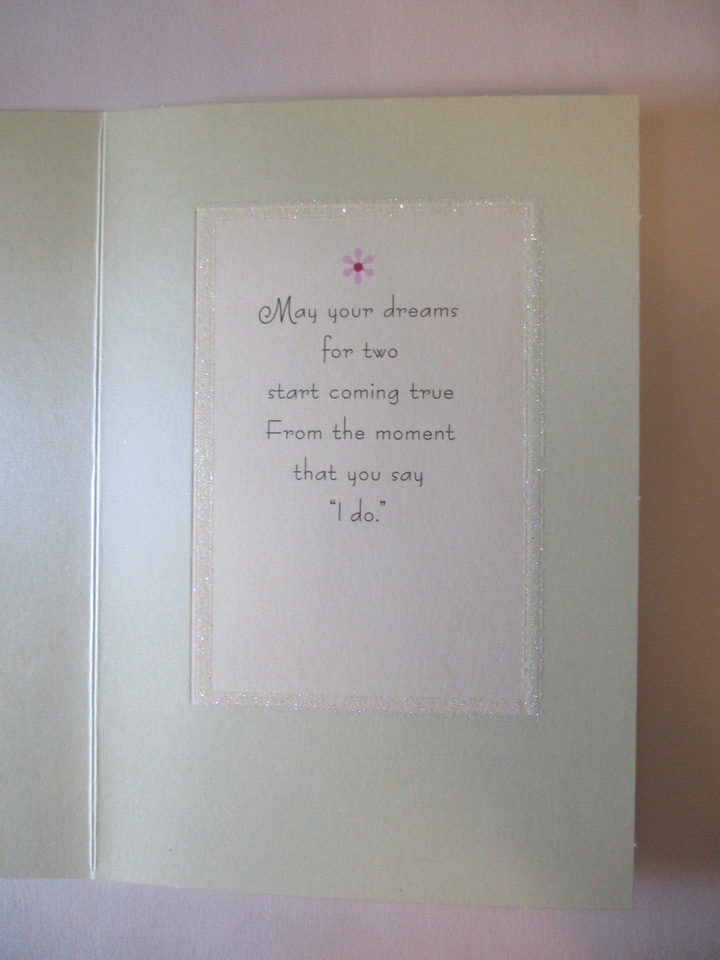 Hallmark Bridal Shower Greeting Card Green Cardstock Pink Flowers ...