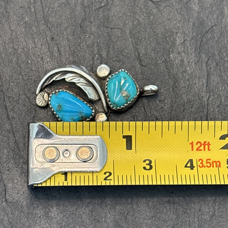Eustace Family Cochiti Sterling Silver Pendant Turquoise Fetish Leaves ...