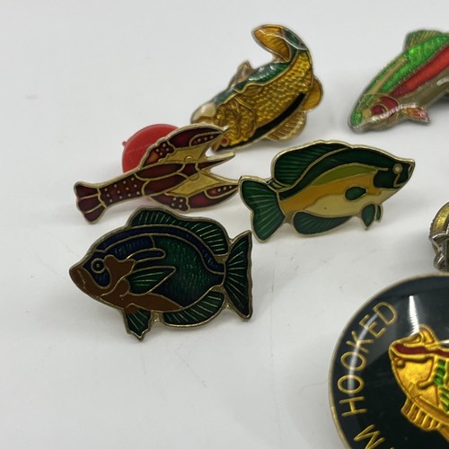 10 Vintage Enamel Pins Bass Fish Lapel Hat Collar 1" Wide Trout ...