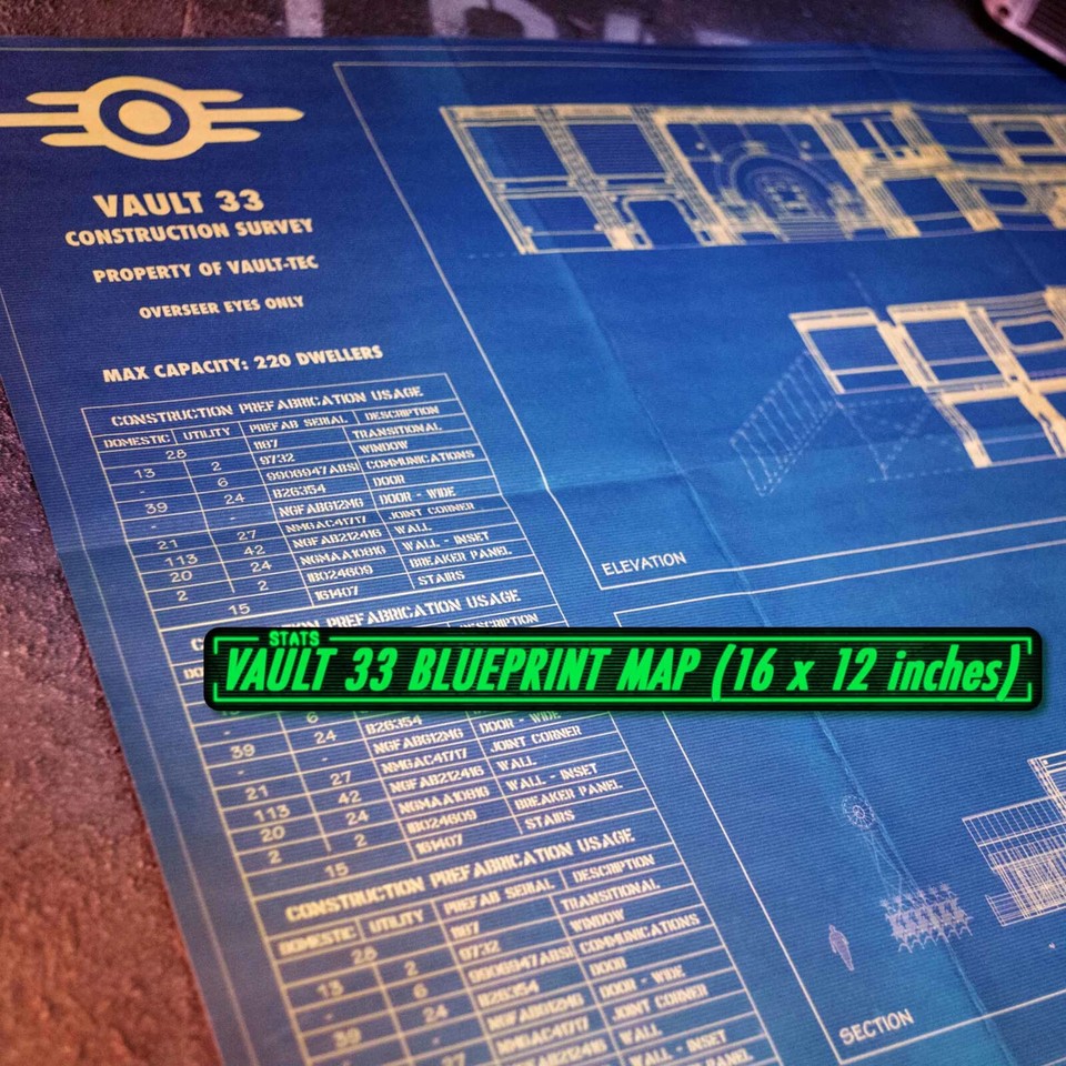 1 Nouveauté Fallout Vault 33 Plan Carte Doctor Collector Vault-Tec ...