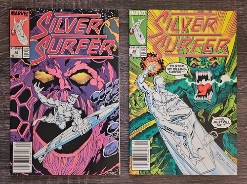 SILVER SURFER #22 + 23 (1989) MARVEL COMICS - Ron Lim Art - Newsstand ...