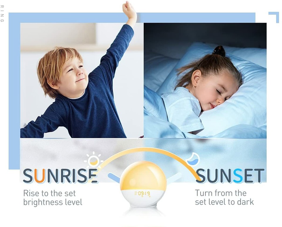 Heimvision Digital Sunrise Alarm Clock Wake up Light Sleep Aid Works ...