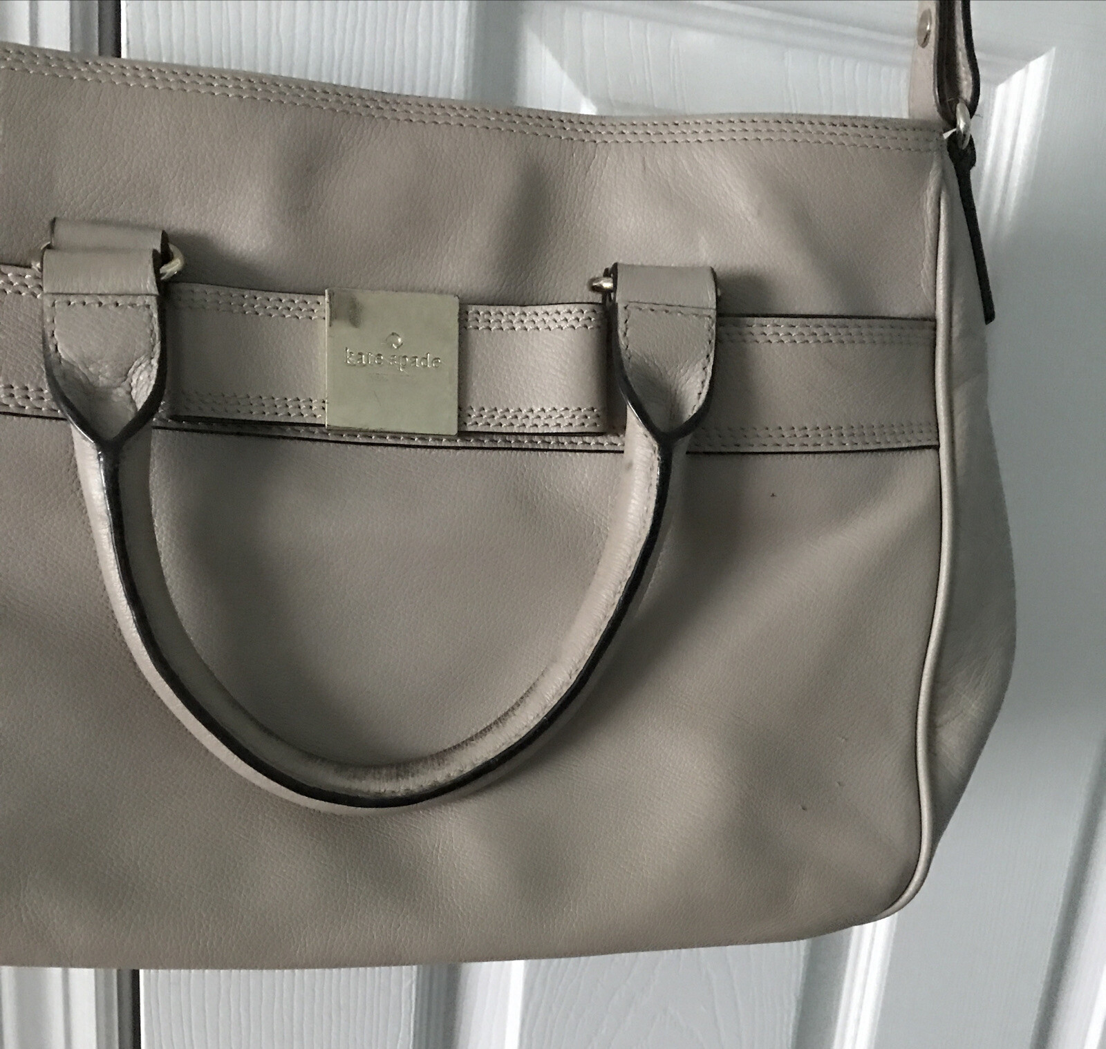 Kate Spade Dove Gray Convertible Big Bow Hand Bag Purse Leather Tote | eBay