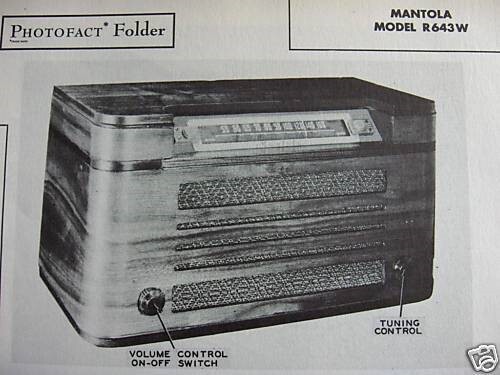 MANTOLA R643W RADIO PHOTOFACT | eBay