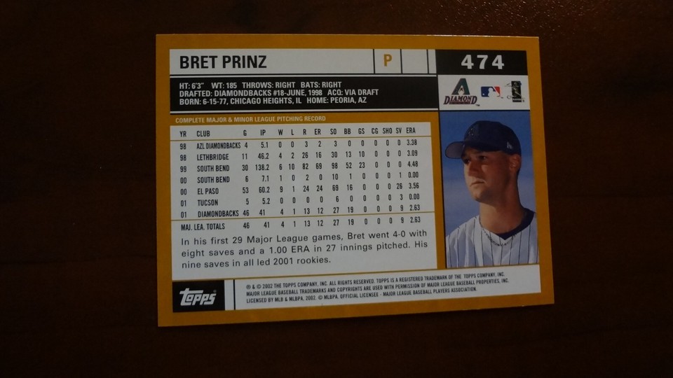2002 TOPPS # 474 BRET PRINZ BASEBALL CARD | eBay