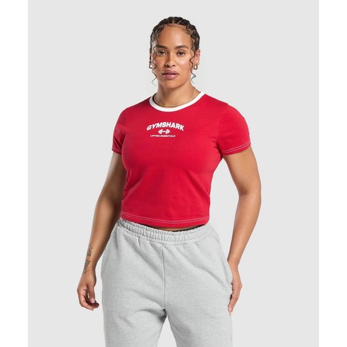 NWT Gymshark Team GS Baby Tee Red Graphic Tshirt Medium Sporty Spice ...