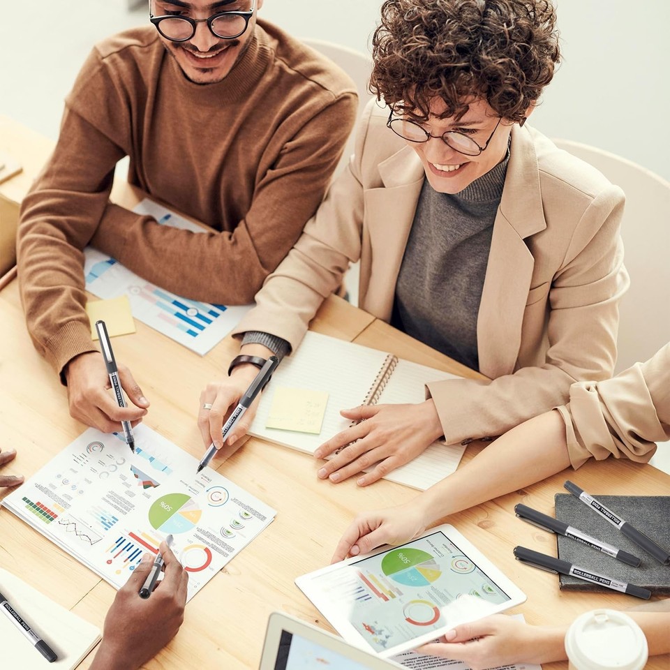 Rollerball Pens, 25 Pack 0.5mm Extra Fine Point Black Liquid Ink Pens ...