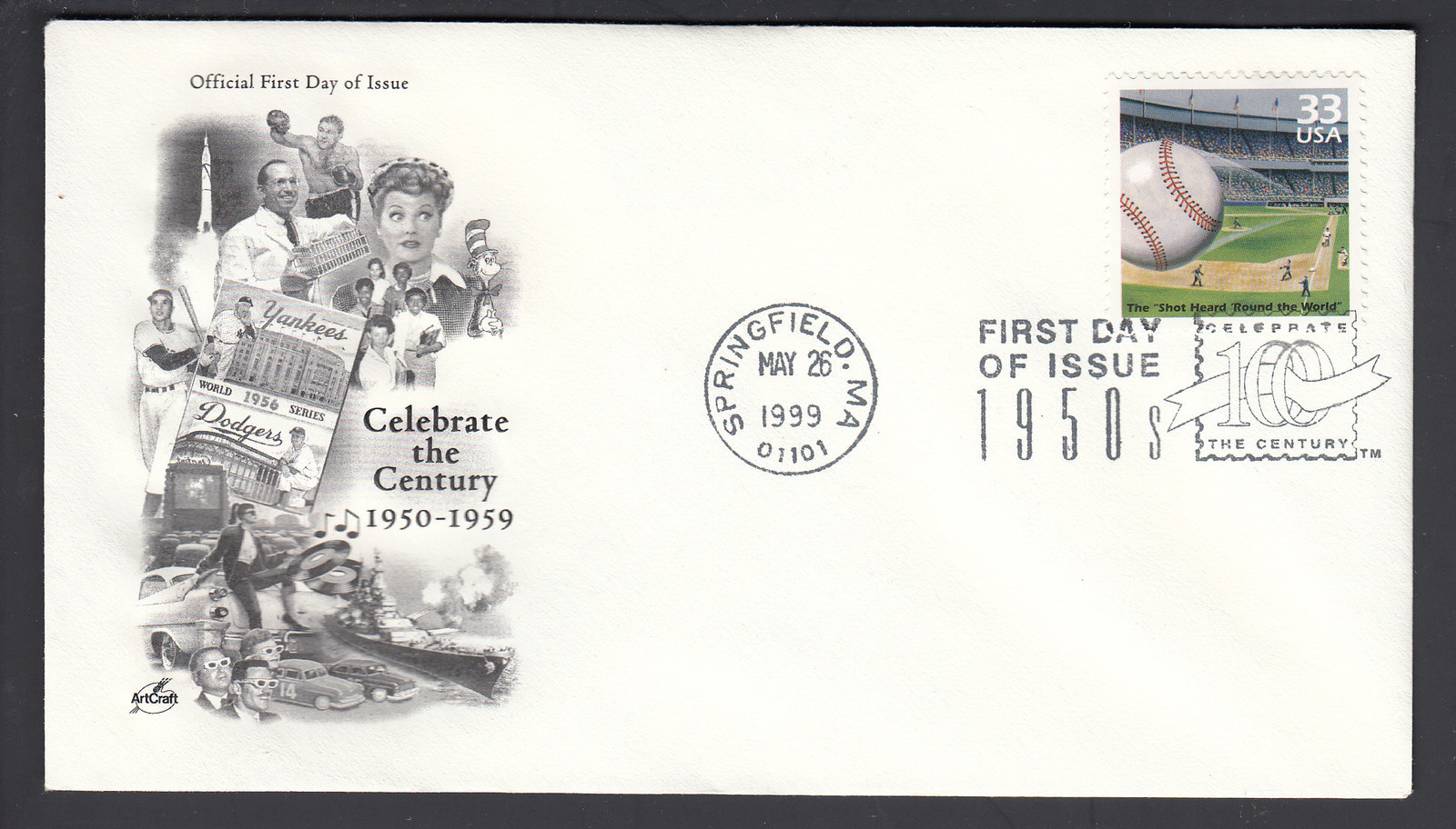 Celebrate the Century 1950s USPS 1999 First Day Cover & Shot Around ...